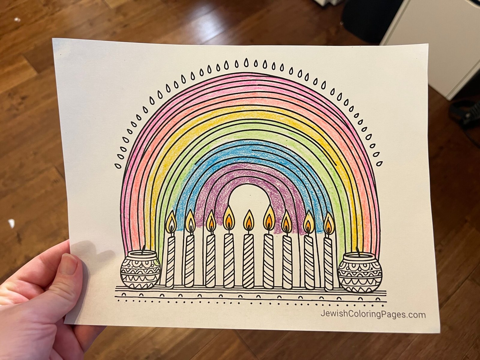 Hanukkah Rainbow Menorah; Free Printable Coloring Page - Jewish ...