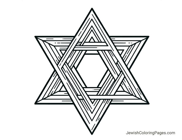 Layered Star of David; Free Printable Coloring Page - Jewish Coloring Pages