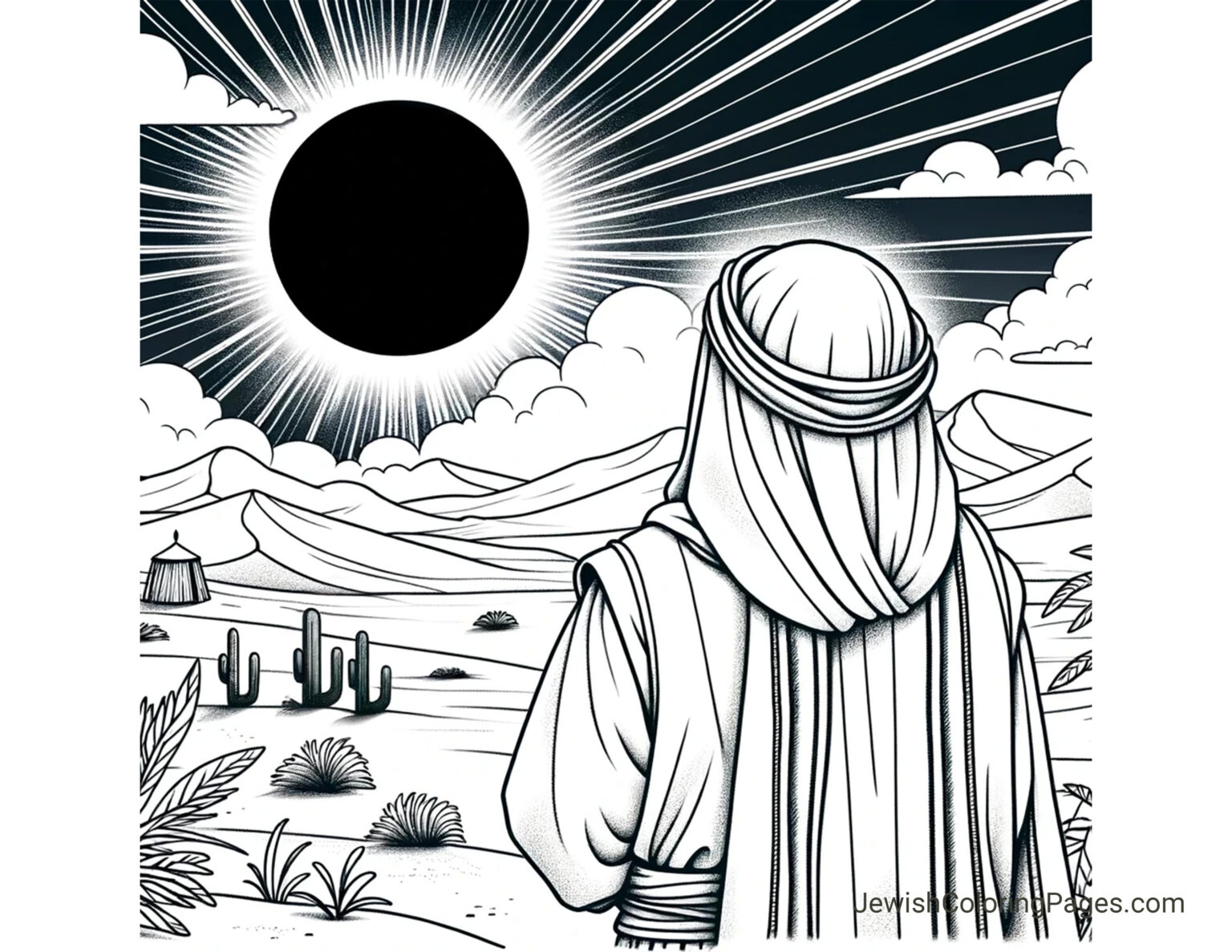 Torah Solar Eclipse Free Printable Coloring Page - Jewish Coloring Pages
